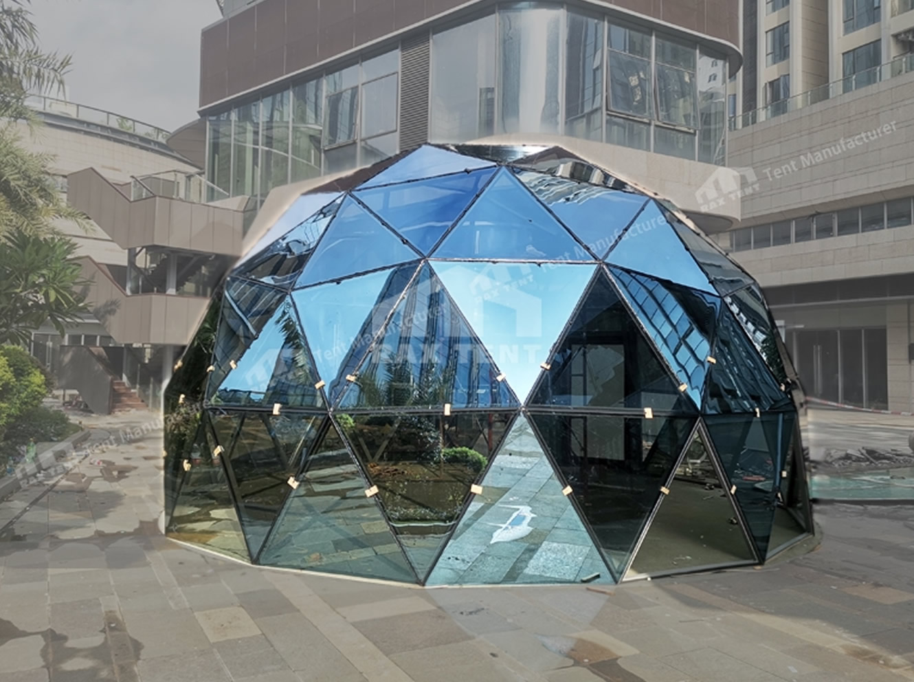 7M Glass Dome Tent with Double Blue Laminated Glass – Glamping Glamour